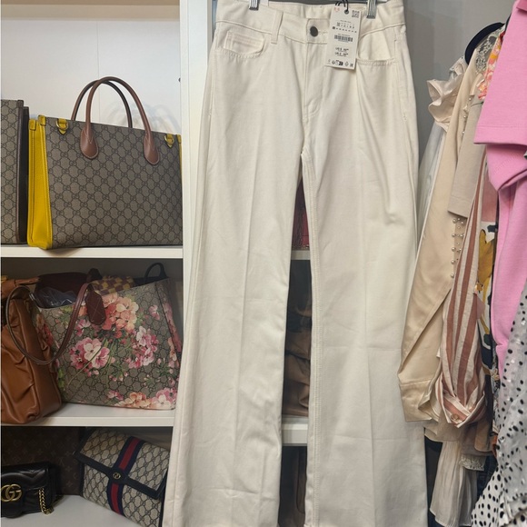 Zara | Jeans | Zara Ivory Flare Ivory Denim With Cuff Bottom Nwt Rare ...